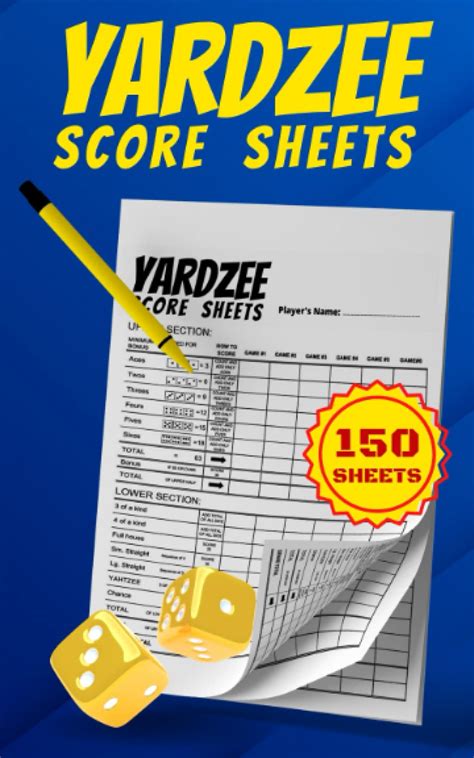 Yardzee Score Sheet 150 Score Pads For Scorekeeping Notebook Yardzee