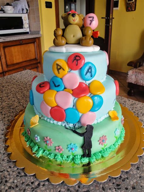 Arcobaleno Di Zucchero Torta Bimba Con Palloncini