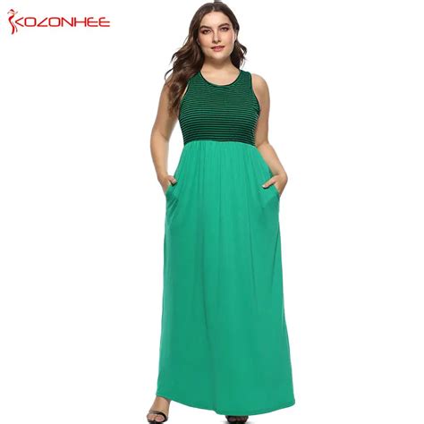 Large Size Sex Soft Stretch Summer Dress Women Stripe High Waist Sleeveless Dress Floor Length