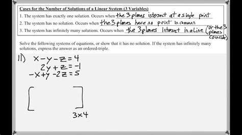 math 151 9 1 9 2 11 precalculus tutorial systems of linear equations 2 and 3 variables