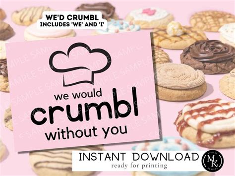 We Would CRUMBL Without You Crumbl Cookie Tag Teacher Etsy Teacher