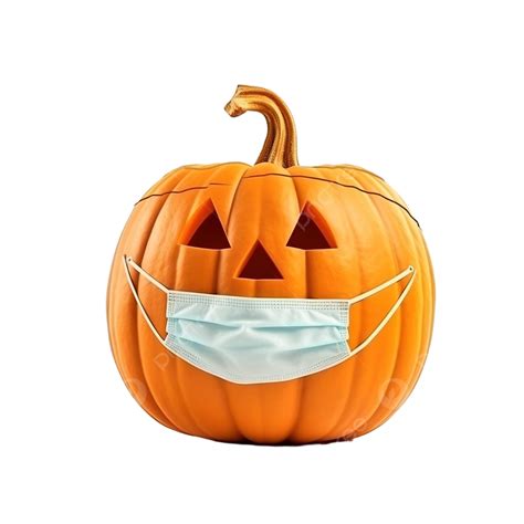 Halloween Pumpkin In A Medical Mask And A Happy Smile Grinning Pumpkin