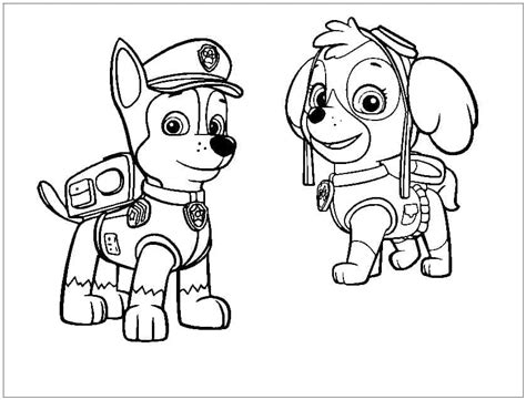 Desenhos De Chase E Skye De Patrulha Canina Para Colorir E Imprimir