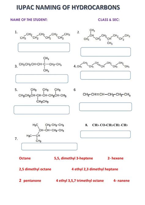 Iupac Naming Practice With Answers
