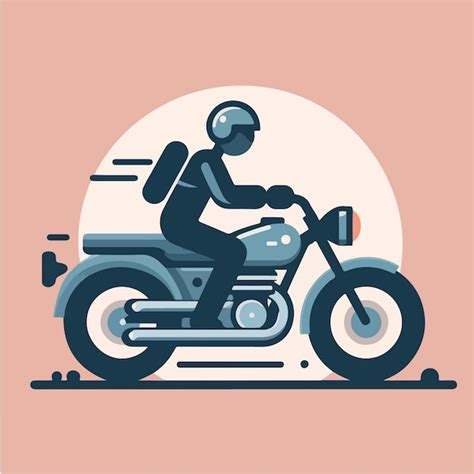 Ilustración simple de un tipo montando una motocicleta de diseño de