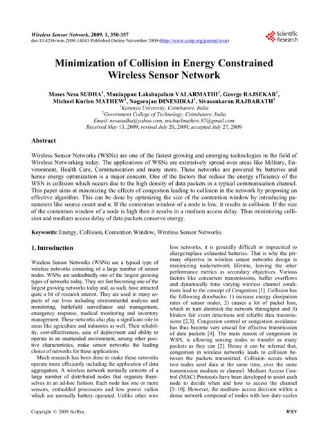 pdf minimization of collision in energy constrained wireless sensor network