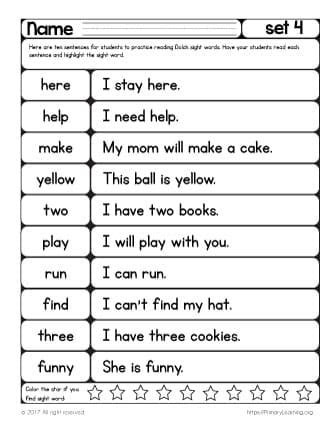 Sight Words Reading Practice List 4 PrimaryLearning Org