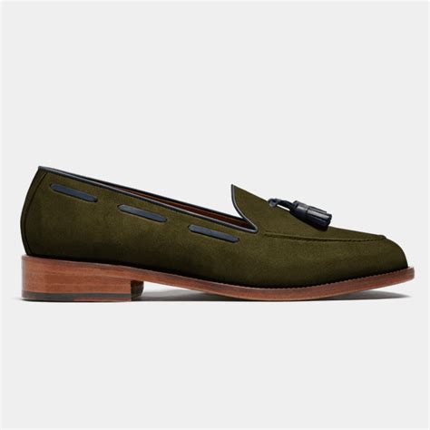 Tassel Loafer Grünes Veloursleder