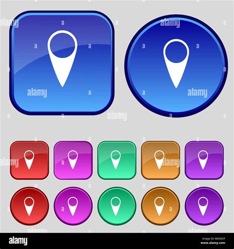 Map Pointer Icon Gps Location Symbol Set Colourful Buttons Vector