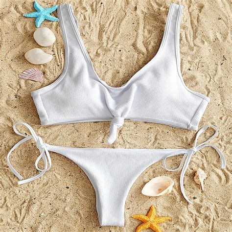 Buy Gameit Ribbed Knot Bikini Set Women Sexy Swimming Swimsuit Brazilian Summer