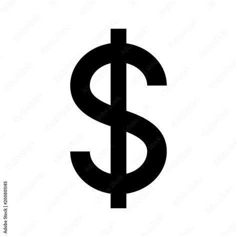 Us Dollar Currency Symbol Black Silhouette American Dollar Sign Stock