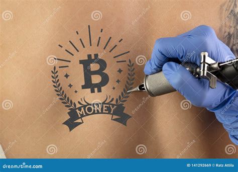 Tattooing Money And Currency Concept On Naked Back Stock Image Image