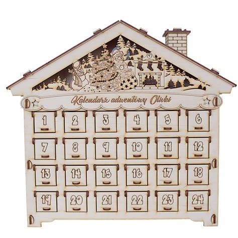Drewniany KALENDARZ ADWENTOWY DOMEK LED Grawer 12820159763