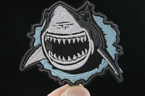 The Great White Shark Patch Shark Iron On Patch Embroidered Etsy