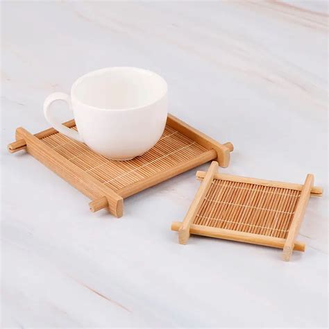 1pc Heat Insulation Saucer Bamboo Tea Cup Mat Trays Coaster Kitchen