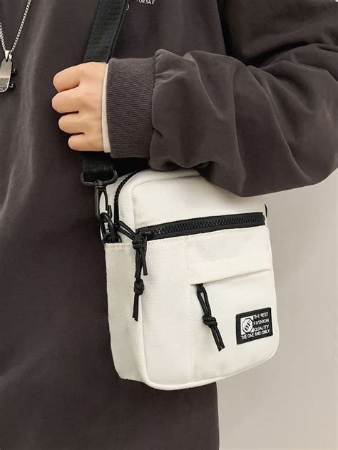 Hombres Bolsa Cuadrada Mini Con Parche De Letra Mens Bags Fashion