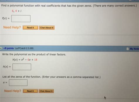 solved find a polynomial function with real coefficients