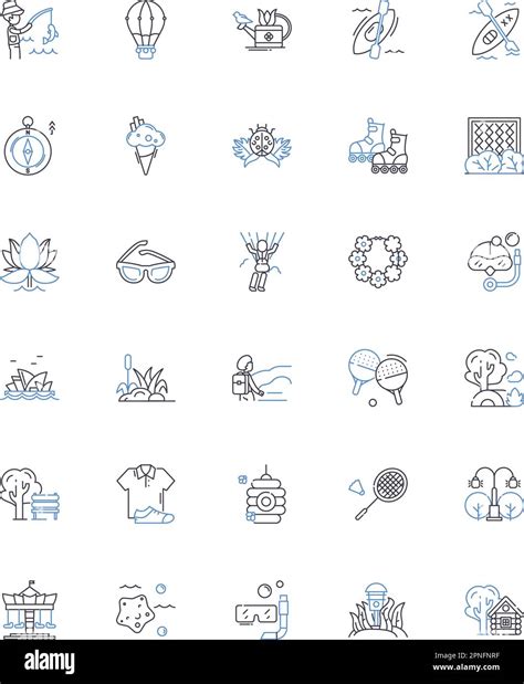 Mountain Escape Line Icons Collection Summit Solitude Adventure