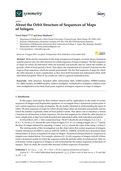 pdf about the orbit structure of sequences of maps of integers