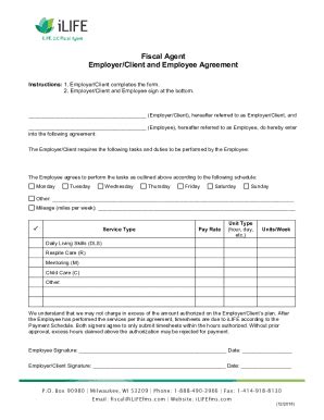 Fillable Online Fiscal Agent Employer Client And Employee Agreement Fax
