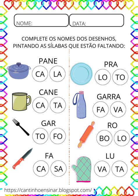 Atividades Consci Ncia Fonol Gica Cantinho Ensinar