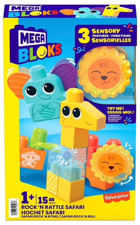 MEGA Bloks Fisher Price Zwierzątka z dżungli HKN42 Klocki sensoryczne