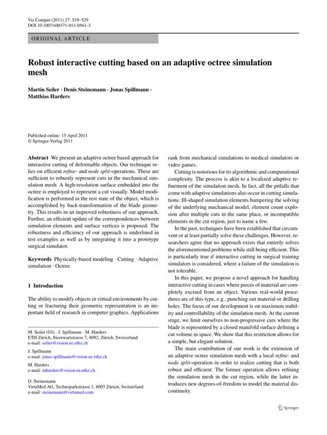 pdf robust interactive cutting based on an adaptive octree simulation mesh