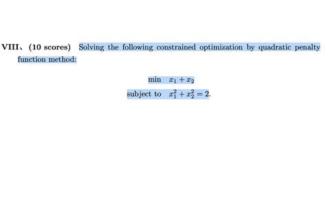 solved solving the following constrained optimization by