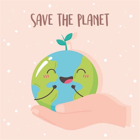 Salve o planeta entregue a ilustração em vetor bonito dos desenhos