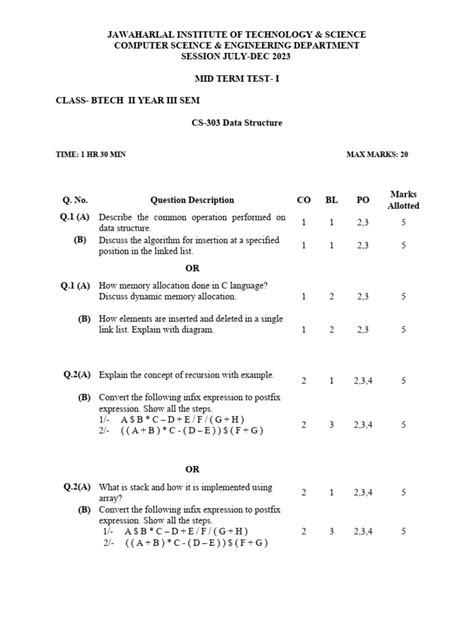 mid term exam q paper download free pdf mathematical relations algorithms and data structures