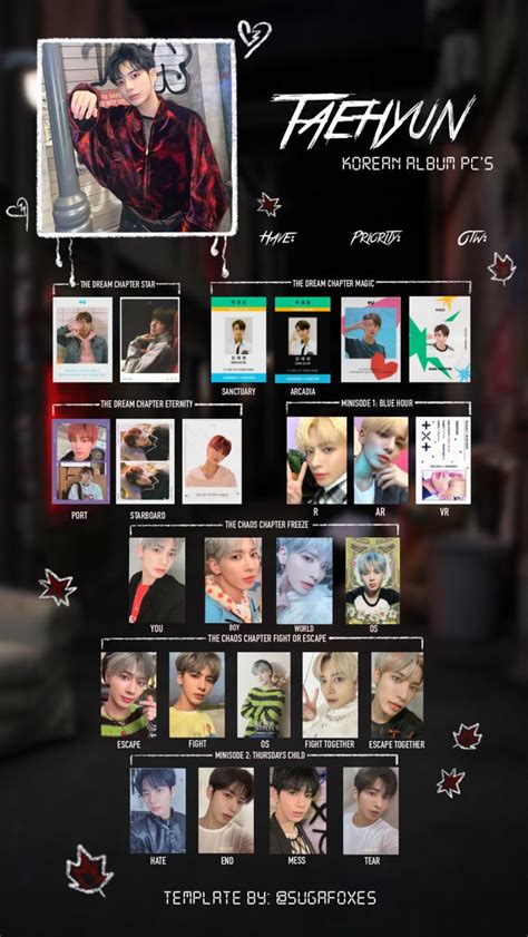 Taehyun Korean Album Photocards Template In 2023