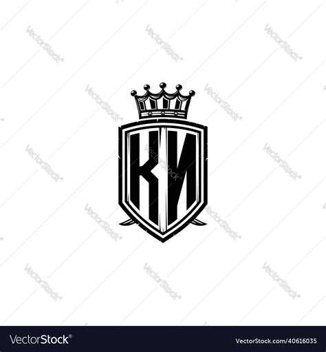 Kn Logo Monogram Shield Crown Luxury Design Vector Image