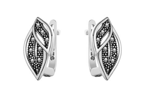 SREBRNE ELEGANCKIE KOLCZYKI LISTKI Z MARKAZYTAMI 13736085155 Allegro Pl