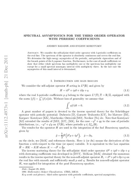 pdf spectral asymptotics for the third order operator with periodic coefficients evgeny