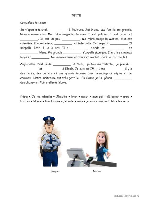 Ma famille compréhension générale d Français FLE fiches pedagogiques