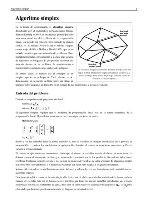 algoritmo símplex pdf enseñanza de matemática Áreas de informática