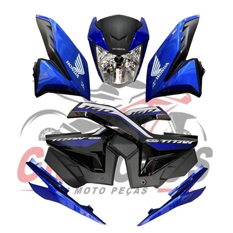 Kit Carenagem Mod Honda Cg Titan Azul Parafusos Shopee Brasil