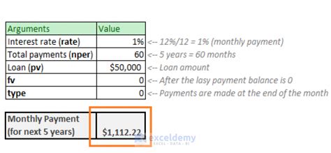 how to calculate monthly payment in excel with excel calculator