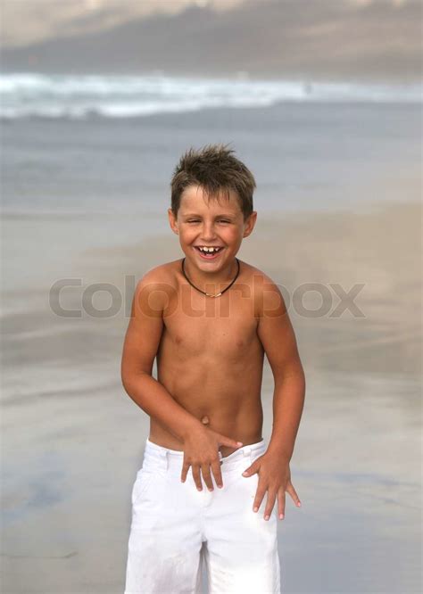 Smiling Boy In The Towel Stock Image Colourbox