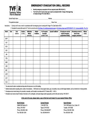 Fillable Online EMERGENCY EVACUATION DRILL RECORD Fax Email Print