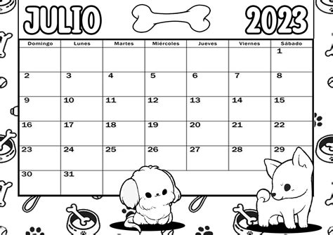 Julio 2023 Imprimir Y Colorear Calendario Dibujando Con Vani