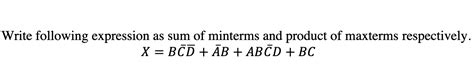 solved write following expression as sum of minterms and