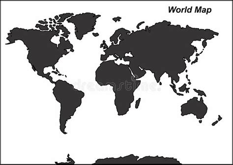 Silueta De Esquema Del Mapa Mundial Para El Aprendizaje Ilustración del