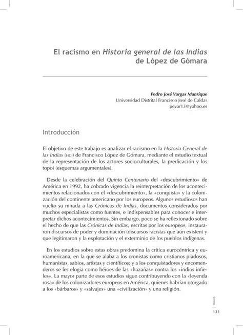 PDF El racismo en Historia general de las Indias de López de