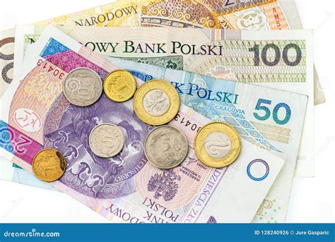 Polnische Zlotybanknoten Geld Währung Von Polen Lokalisierten Auf Wh