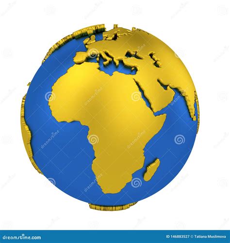 Earth Globe With Yellow Continents Isolated On White Background World