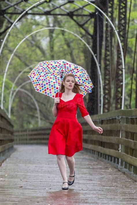 Redhead Model Posing Outdoors On An Autumn Day Stock Image Image Of