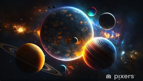 Fototapeta Grafika układu słonecznego z innej galaktyki w kosmosie z
