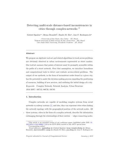 pdf detecting multi scale distance based inconsistencies in cities through complex networks