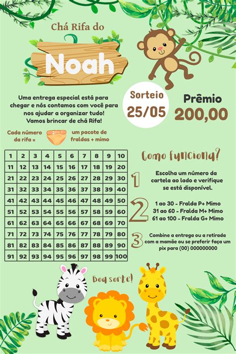 Fazer convite online convite digital Chá Rifa Cartela 100 números